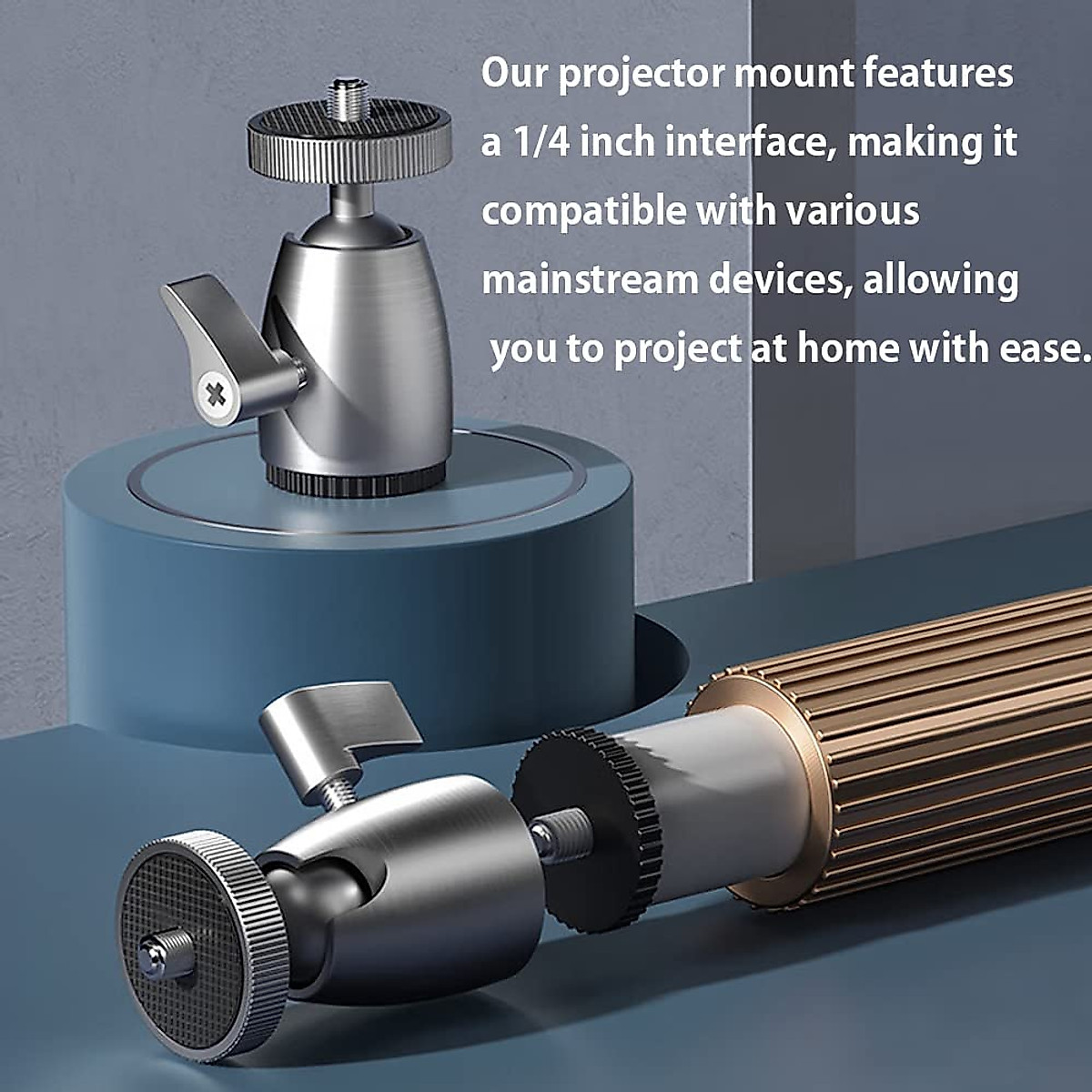 HVAYING Pico Projector Stand with Stable Metal Base, Flexible Extension and Angle Adjustment, Cable Management, 1/4 Inch Interface - Ideal for Home and Office - White