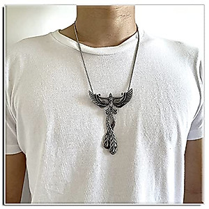 Xusamss Punk Titanium Steel Huge Phoenix Pendant Animal Necklace