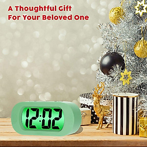 Plumeet Kids Alarm Clock Large Digital LCD Travel Alarm Clocks with Snooze and Night Light - Ascending Sound and Handheld Size - Best Gift for Kids (Cyan)