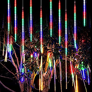 GUOYUYU Meteor Shower Rain Light 50cm 10 Tubes 480 LED Waterproof Icicle Cascading Icicle String Light Snow Falling for Home Decor Wedding Garden, Multicolor