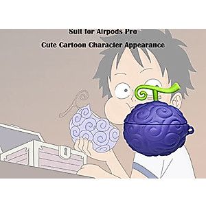 Silicone Case for Airpod Pro/Pro 2 (2022), Cute Cartoon Character 3D Anime One Piece Element Kawaii Air pod Case with Keychain for Men Women Boys Girls Teens (Devil Fruit Pro/Pro 2)