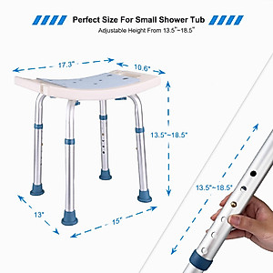 Icedeer Shower Stool with Free Loofah Sponge/Toiletry Bag, Shower Chair for Inside Shower and Bathtub, Height Adjustable Shower Seat for Seniors/Disabled—Tool-Free Assembly Bath Chair(350lb Capacity)