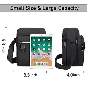 Small Men's Waterproof Messenger Bag - Ideal Crossbody Sling Purse Handbag for Work - Casual Black Shoulder Bag