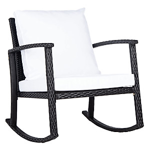 SAFAVIEH Outdoor Collection Daire Black/White Cushion Rocking Chair PAT7721A