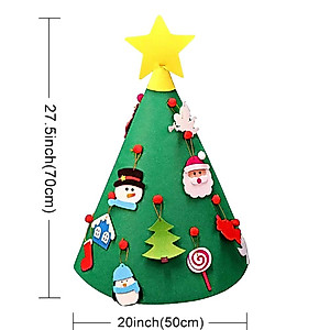 3D DIY Felt Christmas Tree Decorating Set with Ornaments, Wall-mounted Handmade Detachable Christmas Decorations - Suitable for Family Christmas Decoration (A)