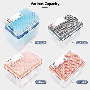 Filtered Pipette Tips, Universal Filtering Pipette Tips, DNse/RNase Free (10 Racks,960 Tips) (1-200ul)