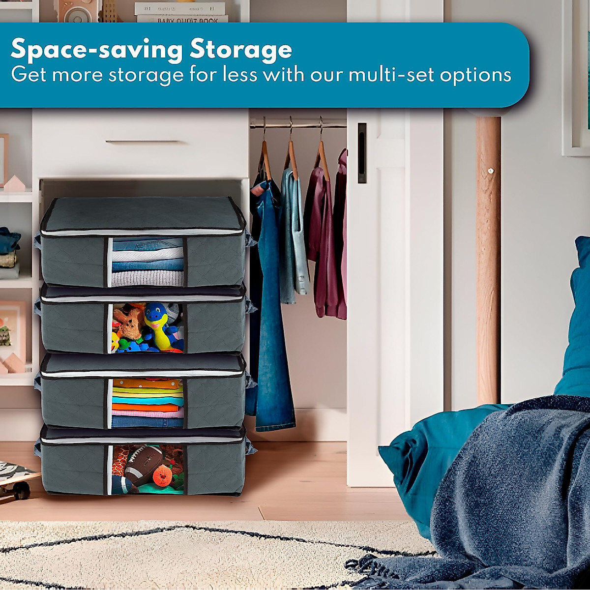 NAJHOM Sheet Organizers and Storage - 8 Pack Closet Storage Bins Extra Large Capacity Storage Bags for Clothes Waterproof Blanket Storage Bags