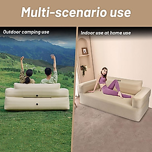 喜马拉雅 Inflatable Couch for Camping Inflatable Sofa with 120V Electric Air Pump -1000D Oxford -3-Layer Design -880lb Weight Capacity Camping Accessories (Double)
