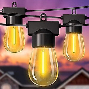 DREAMLAND Outdoor String Lights, 27FT Patio Lights with 11 S14 Shatterproof LED Bulbs(1 Spare), Waterproof Hanging Lights String for Outside Backyard, Deck, Porch, Garden, Party