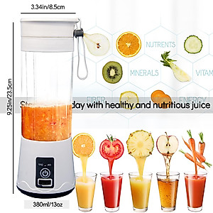 Portable Blender for Shakes and Smoothies Personal Small Drink Electric Blender Cup USB Rechargeable 380ml(13oz) and 6 Blades Shake Mixer Tarvel Mini Fresh Juice Blender Bottle with a Straw (black)