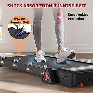 XMKEY Walking Pad-Under Desk Treadmill-2 in 1 Treadmills for Home-Walking Treadmill with Remote Control, Portable Mini Treadmill 265 lbs Capacity, Bluetooth and LED Display