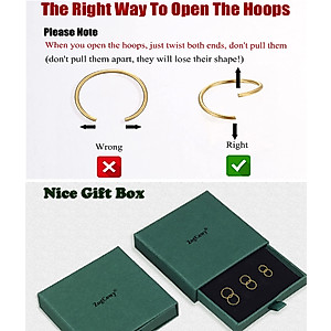 3 Pairs 14K Gold Filled Sterling Silver Small Hoop Earrings for Women Tiny Cartilage Hoop Earring Helix Tragus Piercing Jewelry 22G Nose Rings Hoops for Girls