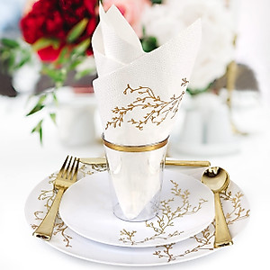 R-kay Gold Napkins 6.5 by 6.5, Luxury 3 Ply Wedding Napkins - 40 Pack Large Ultra Soft Party Napkins - Napkins Disposable Decorative For Cocktails Weddings And Upscale Dinner