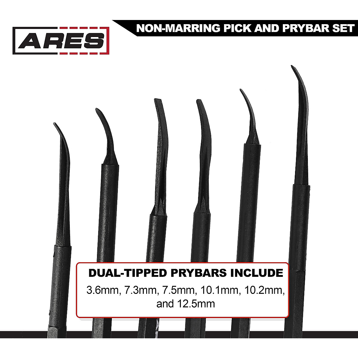 ARES 16003-6-Piece Non-Marring Pick and Prybar Set - Protects Fasteners, O-Rings, Seals, Gaskets, and Trim on Automotive and Electronics Applications During Use