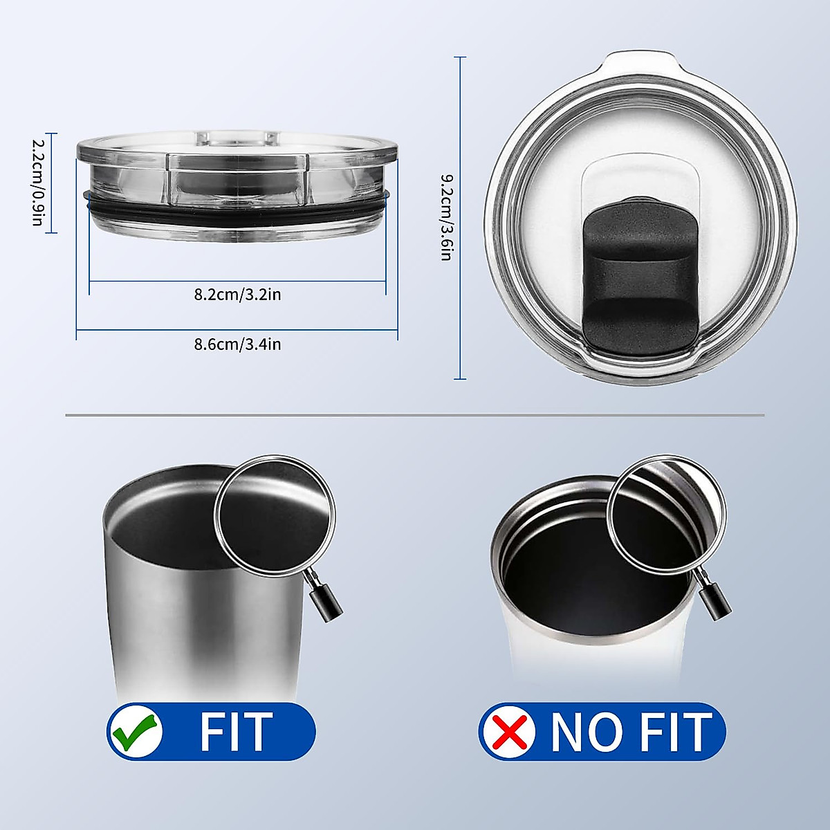 2 Pack 20 oz Tumbler Lid, Replacement Lids Compatible for YETI 20 oz Tumbler, 10/24 oz Mug and 10 oz Lowball, Spill Proof Cup Lids Covers with Magnetic Slider Switch