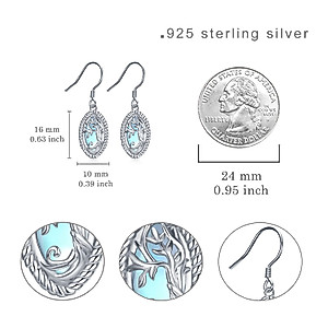 Tree of Life Earrings 925 Sterling Silver Moonstone Tree of Life Dangle Drop Earrings for Women Tree of Life Jewelry Gifts