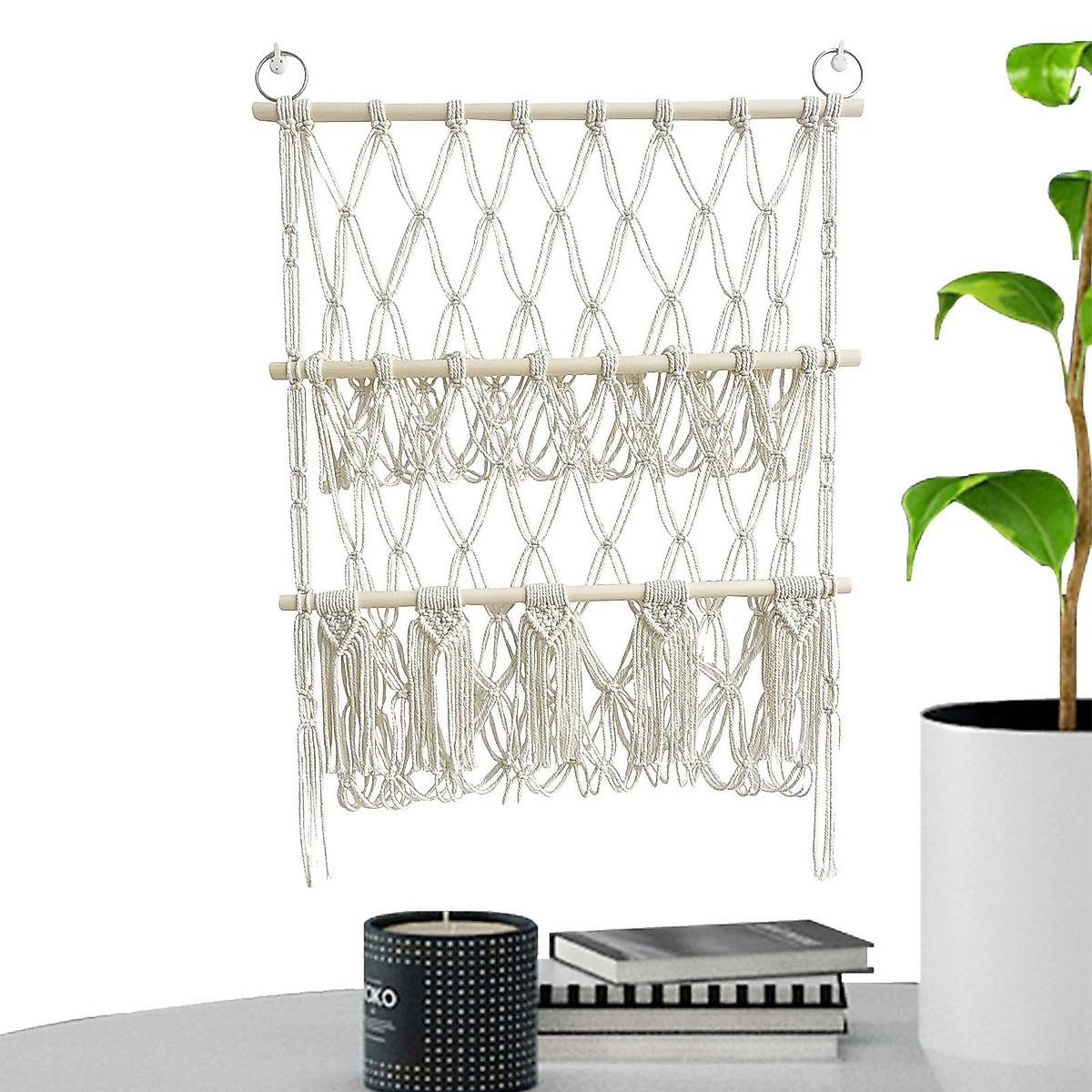 Sinolmaibe Stuffed Animal Hammock, Double Layer Woven Toy Net With Tassels, Net Bag Storage Rack Bookshelf Hammocks Home Decor Book Shelves, Stuffed Animal Toy Storage Holder