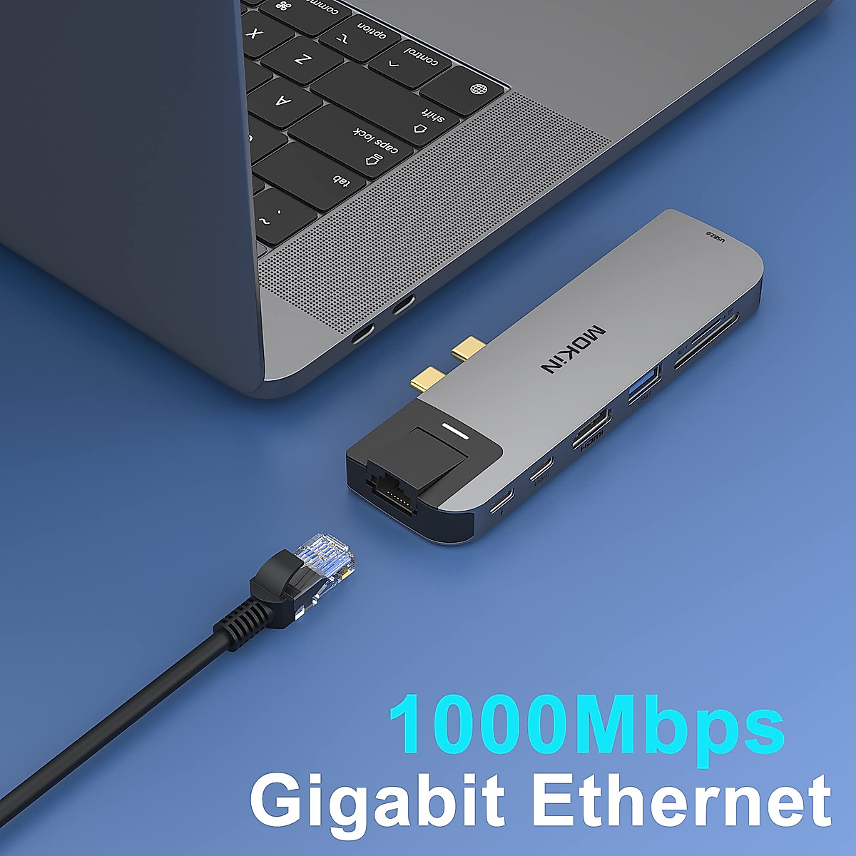 MOKiN USB C Multiport Adapter Hub Mac Dongle for MacBook Pro/Air with 4K HDMI Port, Gigabit ethernet, 2 USB, TF/SD Card Reader, USB-C 100W PD and Thunderbolt 3