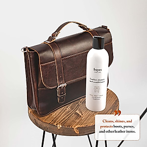 Bayes Premium High Performance Non Toxic Leather Upholstery Cleaner and Conditioner - 16 oz - Prevents Drying, Cracking or Fading of Leather Couches, Car Seats, Shoes, Purses