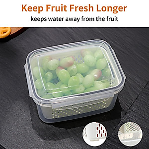 5 Pack Fruit Storage Containers for Fridge: Large Produce Containers with Removable Colander, Veggie Berry Storage Containers for Refrigerator, Dishwasher & Microwave Safe Keep Vegetable Food Fresh
