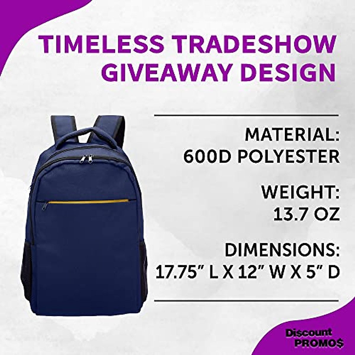 DISCOUNT PROMOS Tempe Backpacks with Laptop Pocket Set of 6, Bulk Pack - Bring Everywhere You Go, Perfect for Travellers, Students, Employees and for Everyday Use - Navy Blue