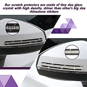 8PCS Car Door Handle Bling Rhinestones Stickers Universal Auto Door Handle Scratch Cover Guard Protective Film Pad with Safety Reflective Strips (Black & Sliver Set)