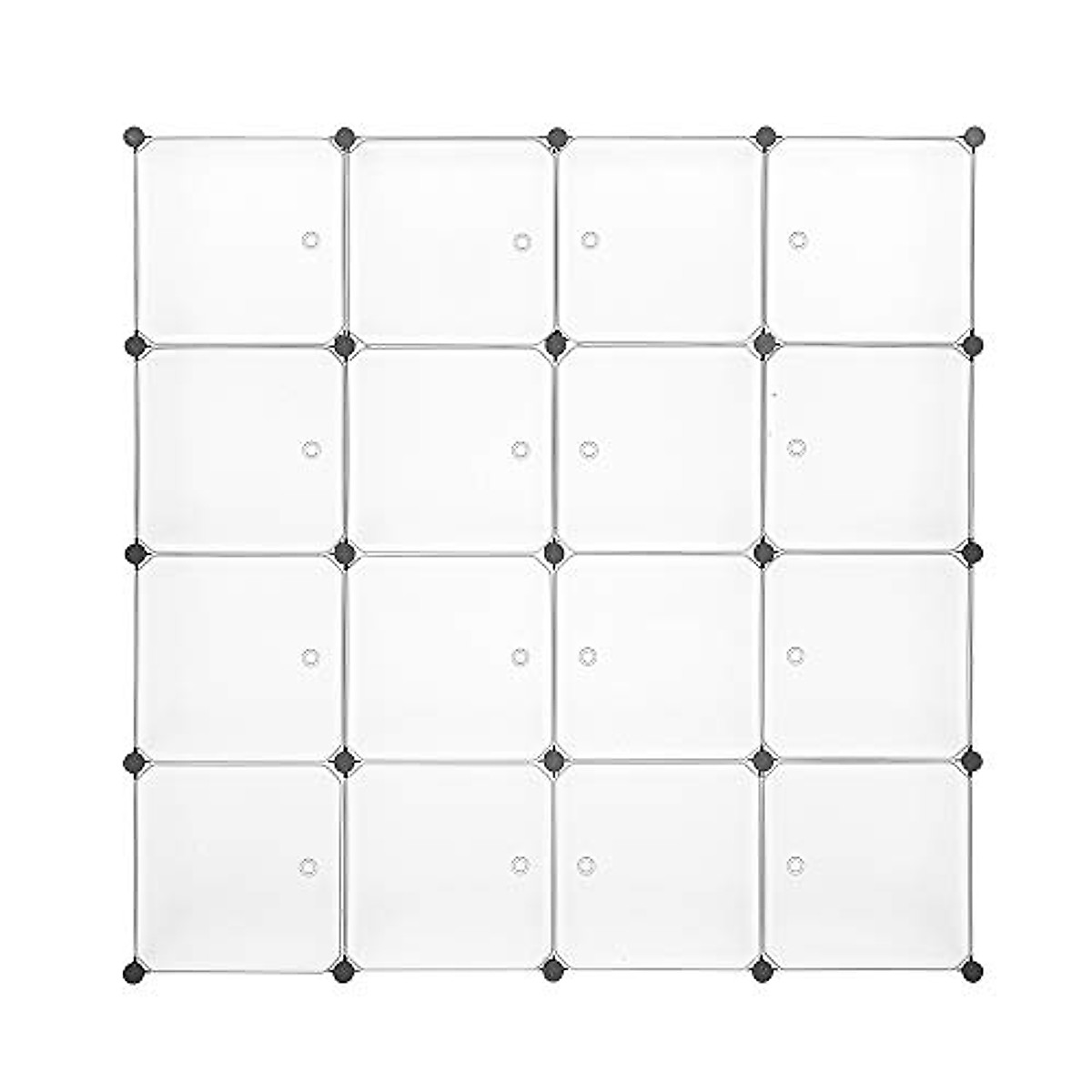 MengK Modular Closet Organizer - 16 Cube Wardrobe Storage System with Drawers and Doors - Perfect for Clothes, Shoes, Toys - DIY Bookcase in White