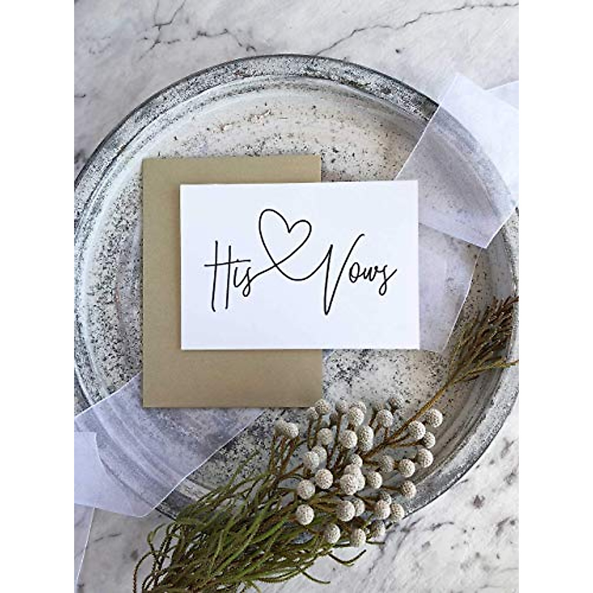 His and Hers Vows Wedding Day Vow Card Set Black and White Marriage Vow Books for Bride and Groom