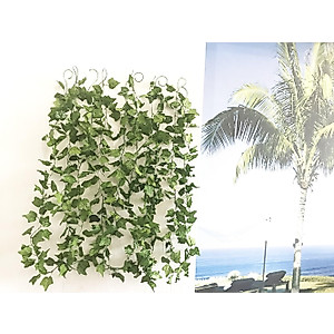 Botius 40 Ft Artificial Ivy Silk Vines Fake Hanging Plants High Simulation Garlands Greenery Chain for Home Wedding Wall Party Decoration, Pack of 5
