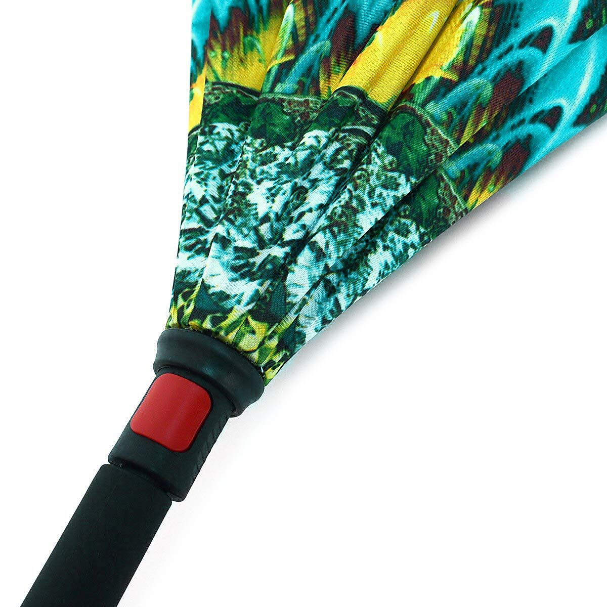 Parquet Peacock Double Layer Inverted Umbrellas - C Shaped Handle Reverse Folding Windproof Umbrella for Men and Women