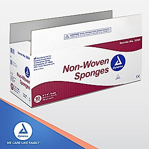 Dynarex Non-Woven Sponges, Non-Sterile, Gauze Sponges, Highly-Absorbent and with Less Linting, 4"x 4", 4 Ply, 1 Case of 2000 (10 Boxes of 200)
