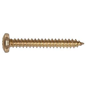 Hillman 3433 8 x 1-1/4 in. Brass Plated Pan Head Phillips Metal Screw, 40-Pack