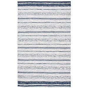 SAFAVIEH Striped Kilim Collection 6' x 9' Ivory / Navy STK517A Handmade Flatweave Cotton Area Rug