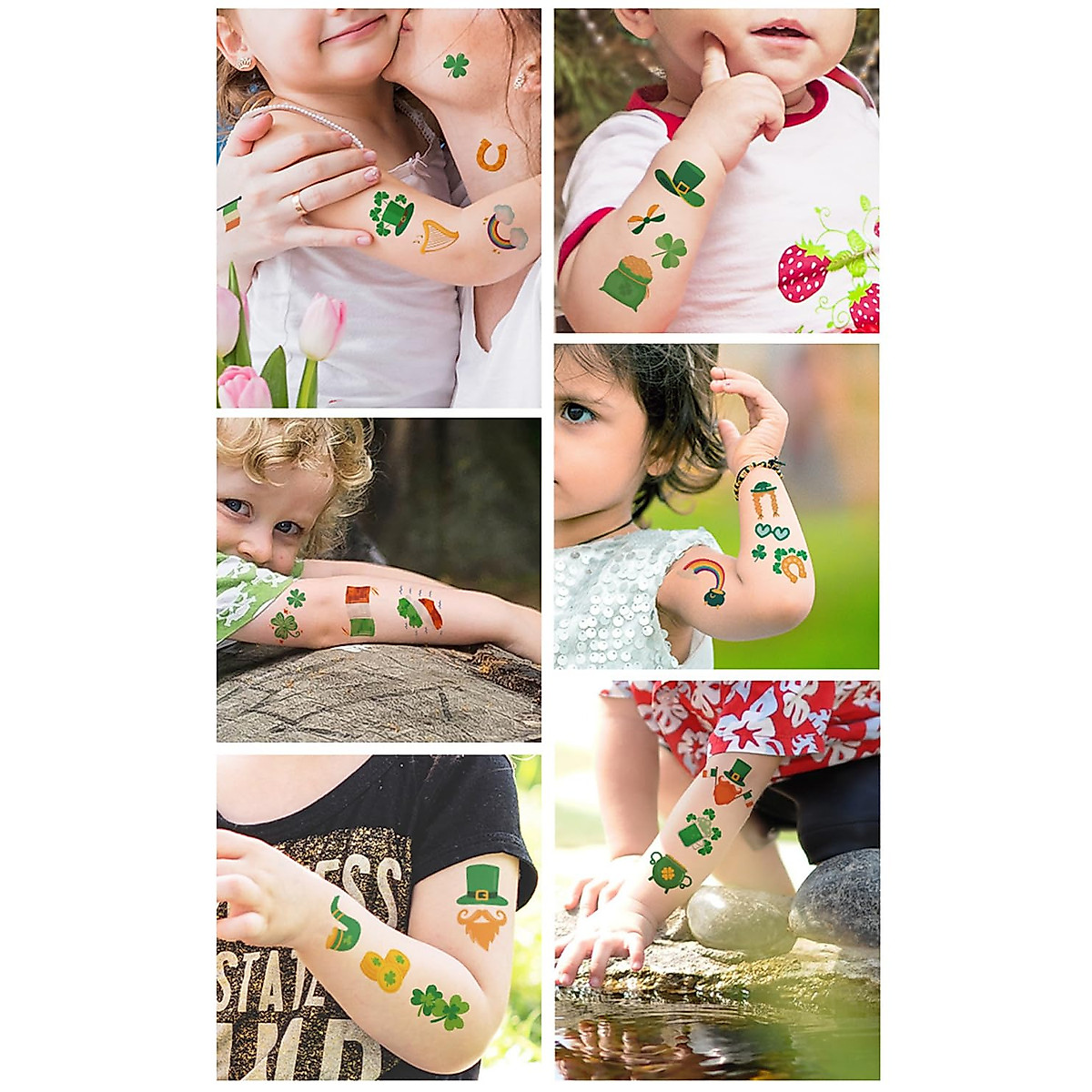 St Patricks Day Tattoos, 20 Unique Sheets St. patrick's Day Temporary Tattoos Shamrock, 4 Leaf Clover Temporary Tattoos Irish St Patricks Day Decorations (180+Pcs)