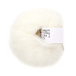 Mohair Knit Soft Angora Long Wool Yarn Hot with a Crochet Popular for DIY Weave(White)