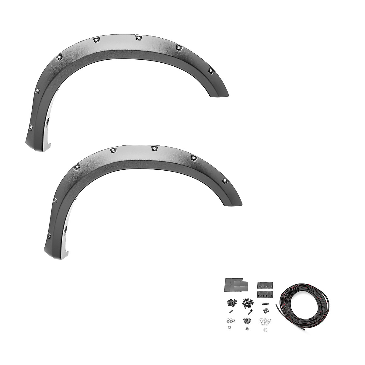 Bushwacker Pocket/Rivet Style Front Fender Flares | 2-Piece Set, Black, Smooth Finish | 70013-02 | Fits 2004-2015 Nissan Titan w/o Lock Box