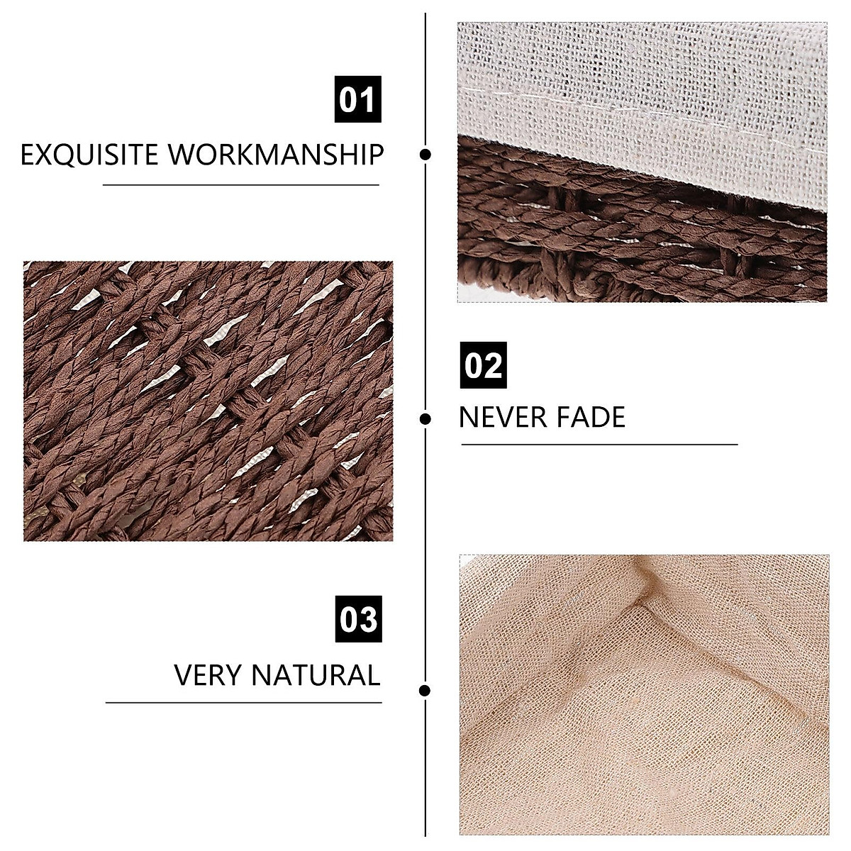 STOBAZA Wicker Storage Baskets, Hand Woven Paper Rope Wicker Baskets, Small Rectangular Wicker Baskets for Organisation, Cube Organiser for Closet/Clothes/Dresser