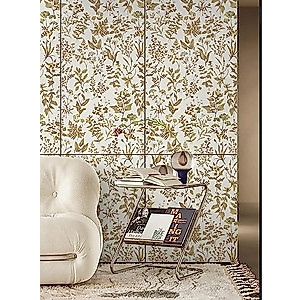 Dimoon 78.7"x17.3" Delicate Smooth White Golden Floral Peel and Stick Wallpaper Flowers Contact Paper Thicken Waterproof Leaf Vintage Self Adhesive Wallpaper Removable Wall Paper Shelf Vinyl Roll