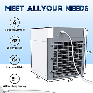 Portable Air Conditioner, 3-IN-1 Evaporative Air Cooler, 4-Speed Mini Air Conditioners with USB for Room/Office/Camping