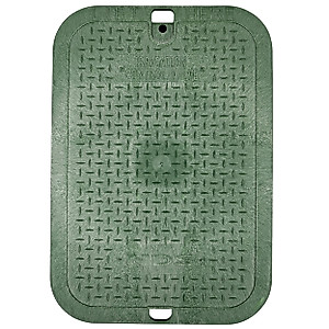 14 in. X 19 in. Rectangular Valve Box Extension and Cover, 6-3/4 in. Height, Irrigation Control Valve Lettering, Black Extension, Overlapping Green Cover, Black/Green