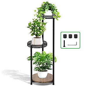 Oppro Plant Stand Indoor Outdoor Clearance, 3 Tier Metal Corner Plant Stands Shelf Holder, Tierd Stand Flower Shelf Display Rack for Living Room Balcony Garden Patio, Black