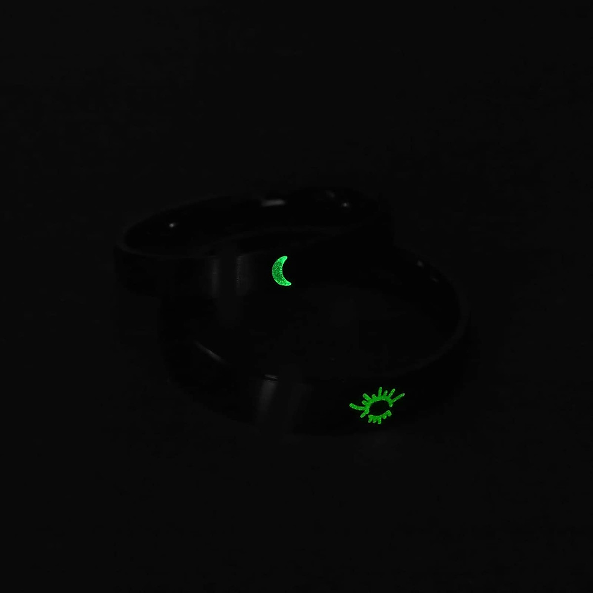 Epinki 4MM Promise Ring for Woman, Silver Sun Moon Glow in Dark Wedding Engagement Bands for Women, Stainless Steel Ring Size 9