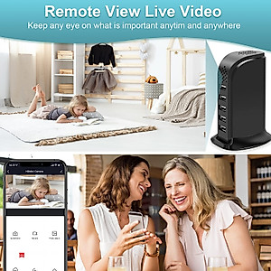 Hidden Camera WiFi USB Charger Spy Camera 5-Port Phone Charger Camera Wireless 1080P HD Security Cameras with Motion Detection, APP Control for Home/Office Surveillance, No Audio