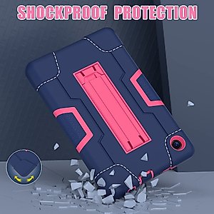 Bingcok for TCL TAB 8 LE Case, TCL TAB 8 LE Case for Kids, Heavy Duty Rugged Full-Body Hybrid Shockproof Drop Protection Cover for TCL Tab 8 LE (9137W) 2023/TCL Tab 8 WiFi (9132X) (5-Navy+Rose)