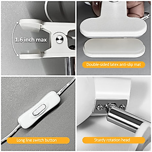 TOPMB LED Clip on lamp,5W Super Bright Reading Light, 330° Rotation Small Lamp with Clamp on Desk/Table/Bed Headboard/Cupboard Home Lighting, Modern and Save Space Illumination Powerful Lamp White