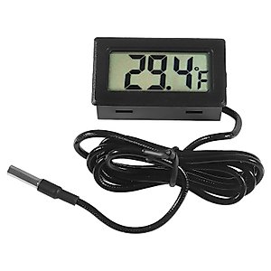 Alinan 6pcs Embedded Digital LCD Thermometer Temperature Monitor with External Probe for Fridge Freezer Refrigerator Aquarium (Fahrenheit) Black 1 Meter