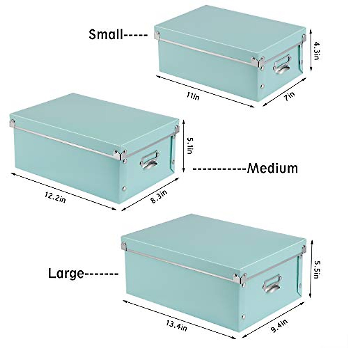 SEEKIND Foldable Storage Box with Lids and Handles Decorative, 3 in 1 Set, Multiple Size Plastic Box for Clothes, Toys, Cosmetic, Books …