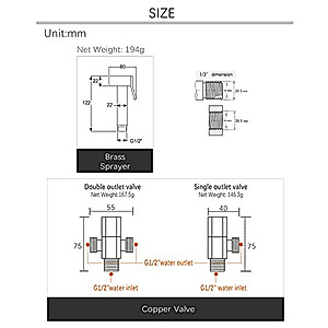 Shower System, Bidet Sprayer, Single Cold Rose Gold Solid Brass Toilet Douche Kit Shattaf Shower Head Copper Valve Faucet Set,C Set