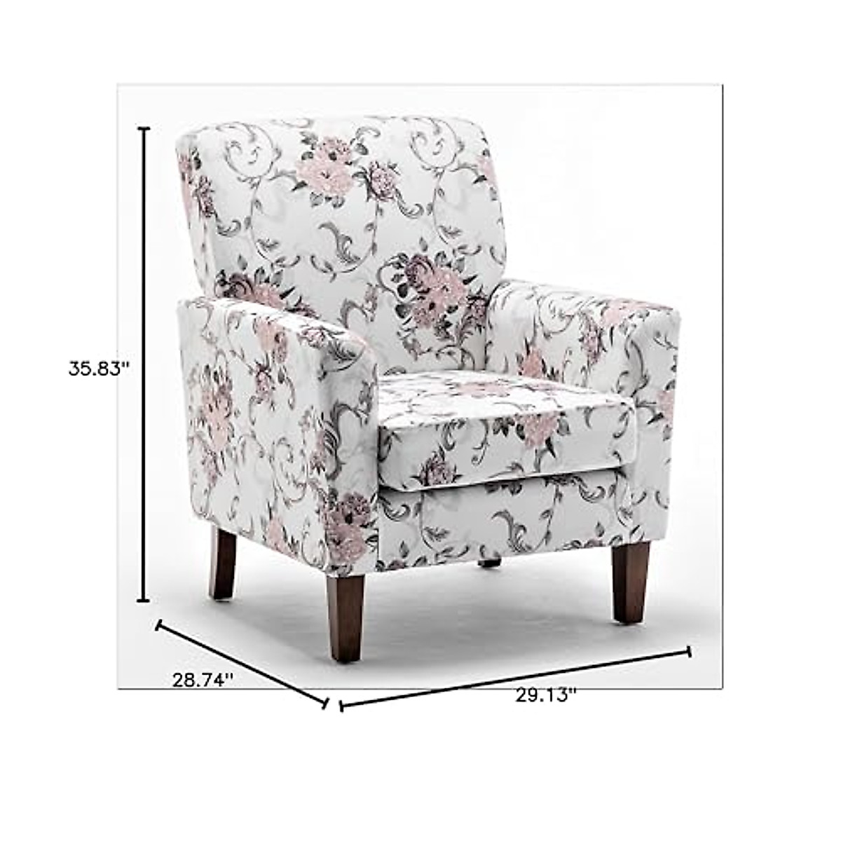US Pride Modern Accent Armchair for Office and Living Room Decor with Birch Wood Frame and Microfiber Upholstery, Easily Assembled Arm Chair with Removable Cushions, 06 Printed Fabric