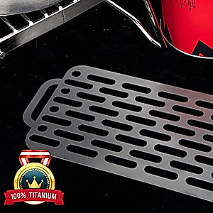 TiTo Titanium BBQ Net Grill Portable Ultralight Non-Stick Meat Grill Grate for Home Garden Outdoor Camping Picnic Hiking Charcoal Holder with Storage Bag (B)